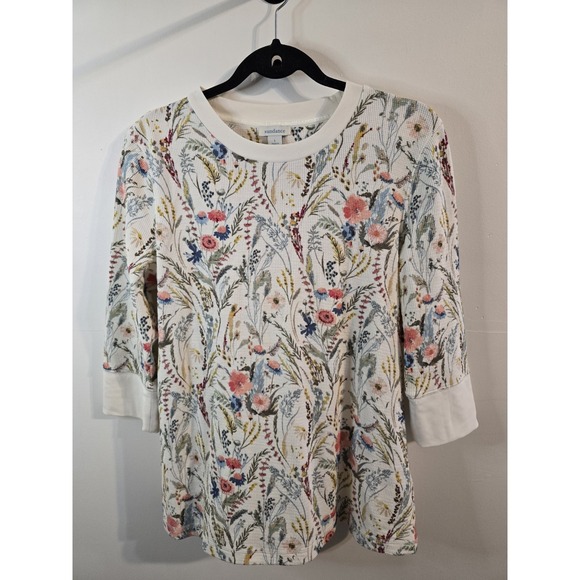 Sundance | Tops | Nwot Sundance Thermal Crew Neck 34 Sleeve Top Floral ...